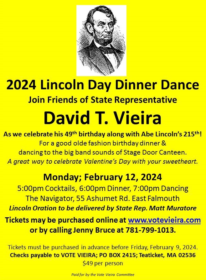 Friends of State Representative David T. Vieira 2024 Lincoln Day Dinner ...